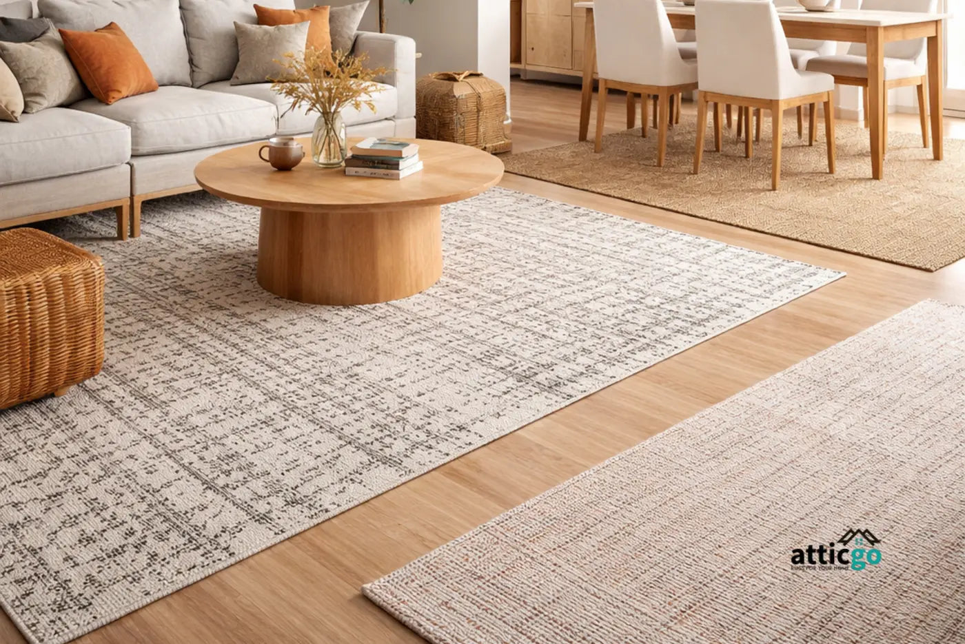 5 ways to combine two rugs in the same living room | Atticgo